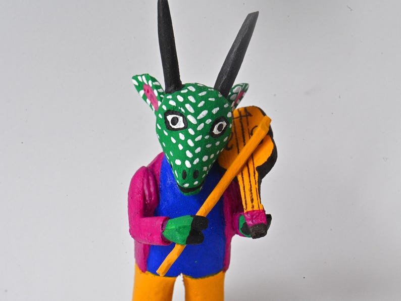 3.5" Oaxaca Wood Carving Musician Goat With Violin Mexican Folk Art - Etsy