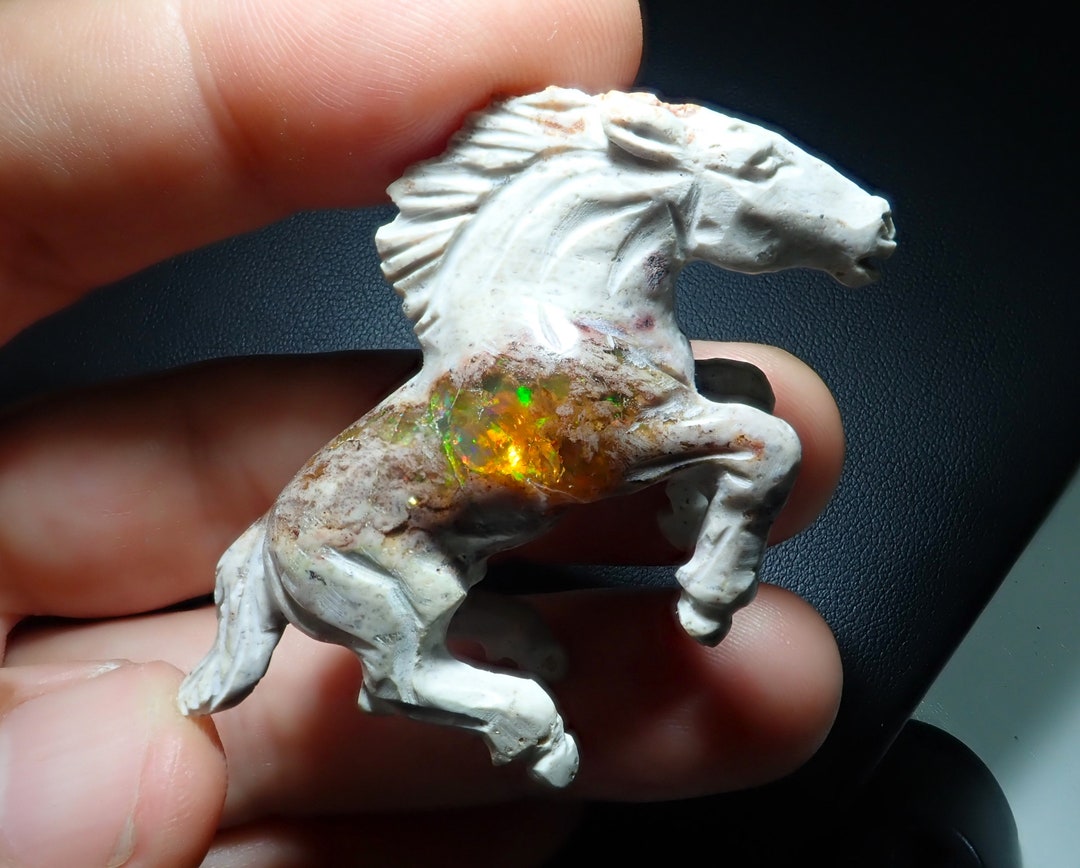 Mexican Matrix Opal Horse Figurine - Etsy