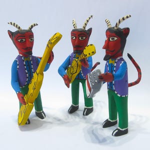 Oaxaca Wood Carving Devil Musicians Mexican Folk Art - Etsy