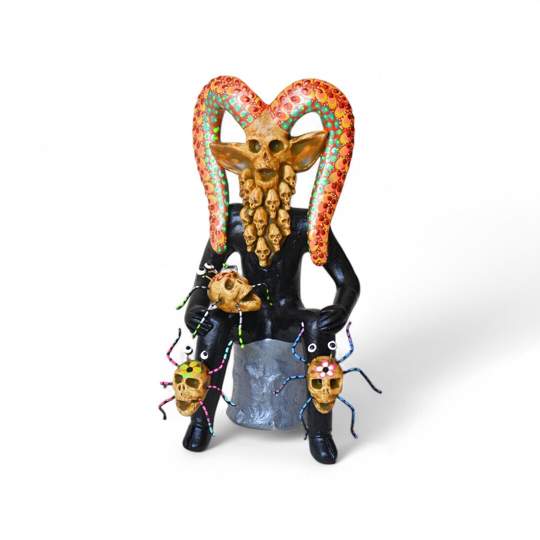 7.5" Demon Figure,skeleton Demon,clay Demon,demon With Skull Insects ...