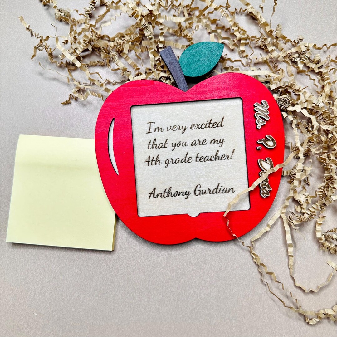 Customizable Teacher Post-it Note Holder Apple Design - Etsy