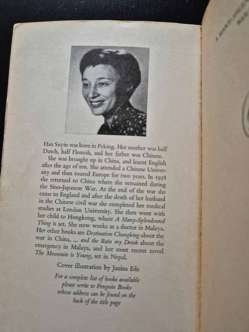 A Many-splendoured Thing by Han Suyin 1961 Penguin Paperback - Etsy