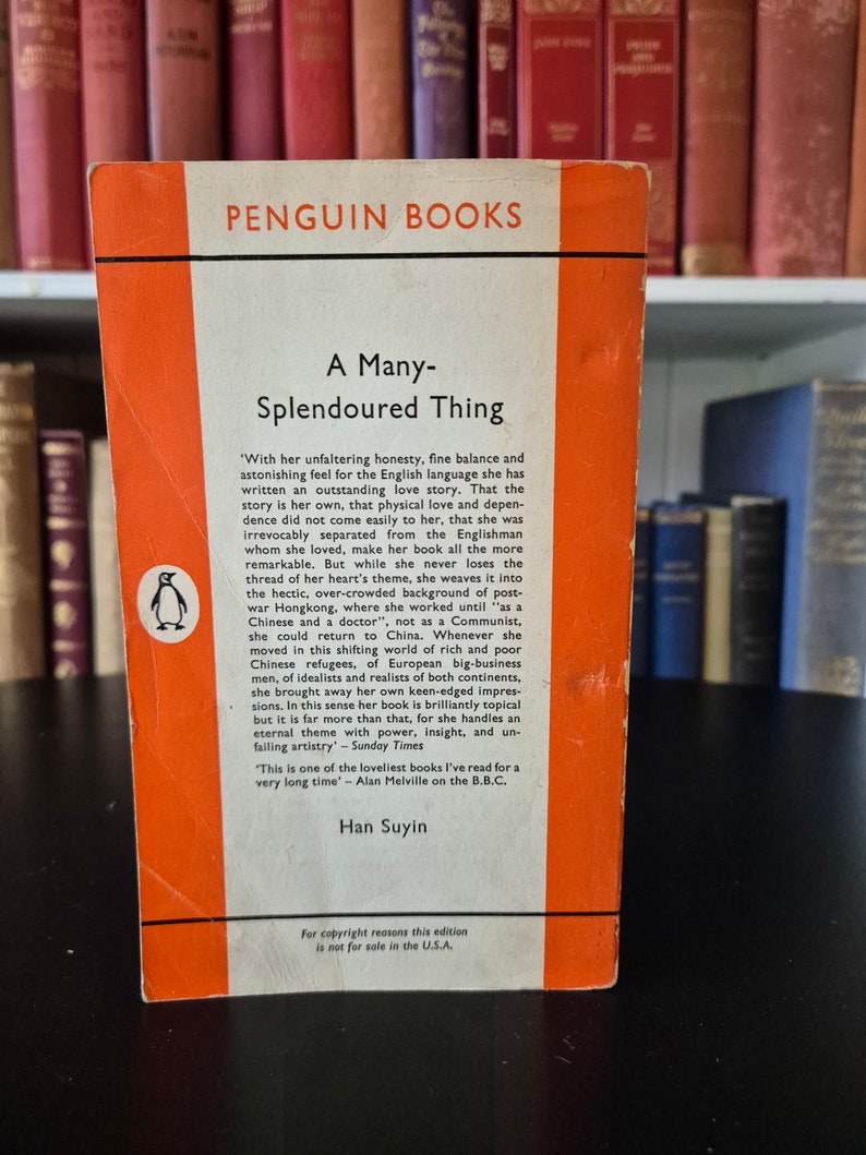 A Many-splendoured Thing by Han Suyin 1961 Penguin Paperback - Etsy
