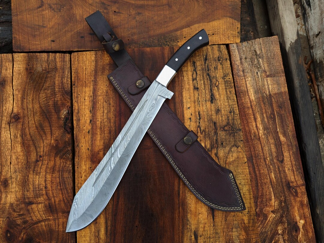 Damascus Machete: Premium Custom Handmade Damascus Steel Blade Gift for ...