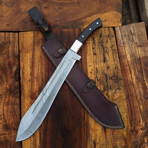 Damascus Machete: Premium Custom Handmade Damascus Steel Blade Gift for ...