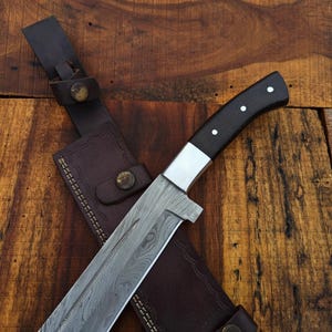 Damascus Machete: Premium Custom Handmade Damascus Steel Blade Gift for ...