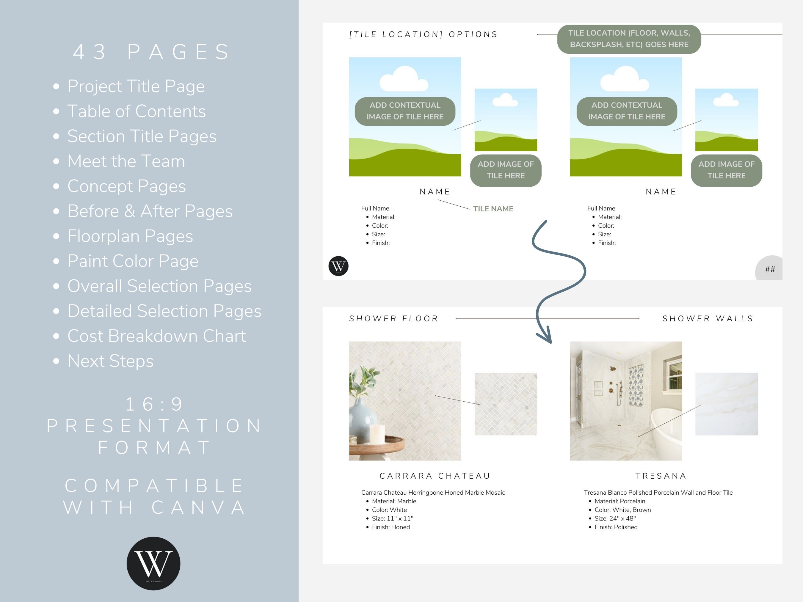 Interior Design Primary Bathroom Presentation Template - Etsy