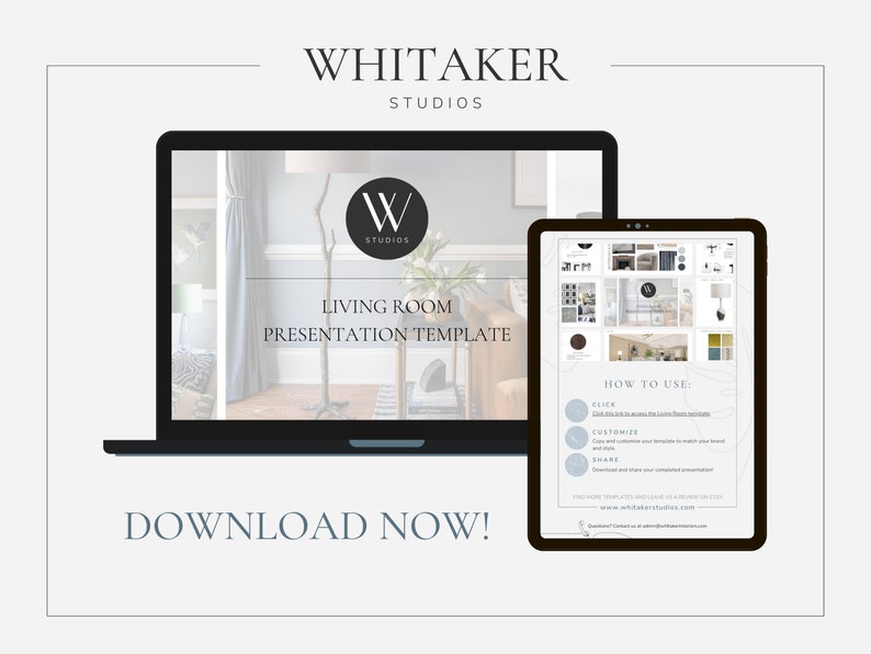 Interior Design Living Room Presentation Template - Etsy