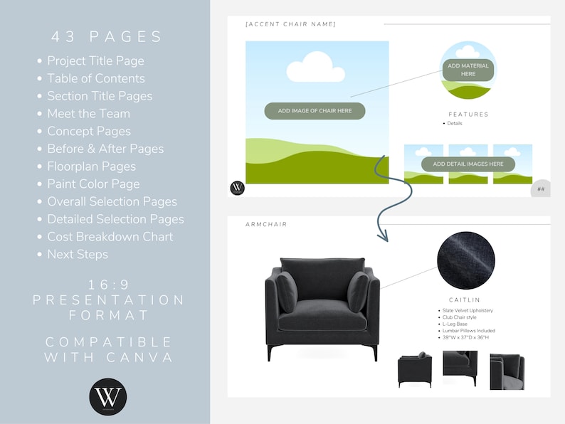 Interior Design Living Room Presentation Template - Etsy