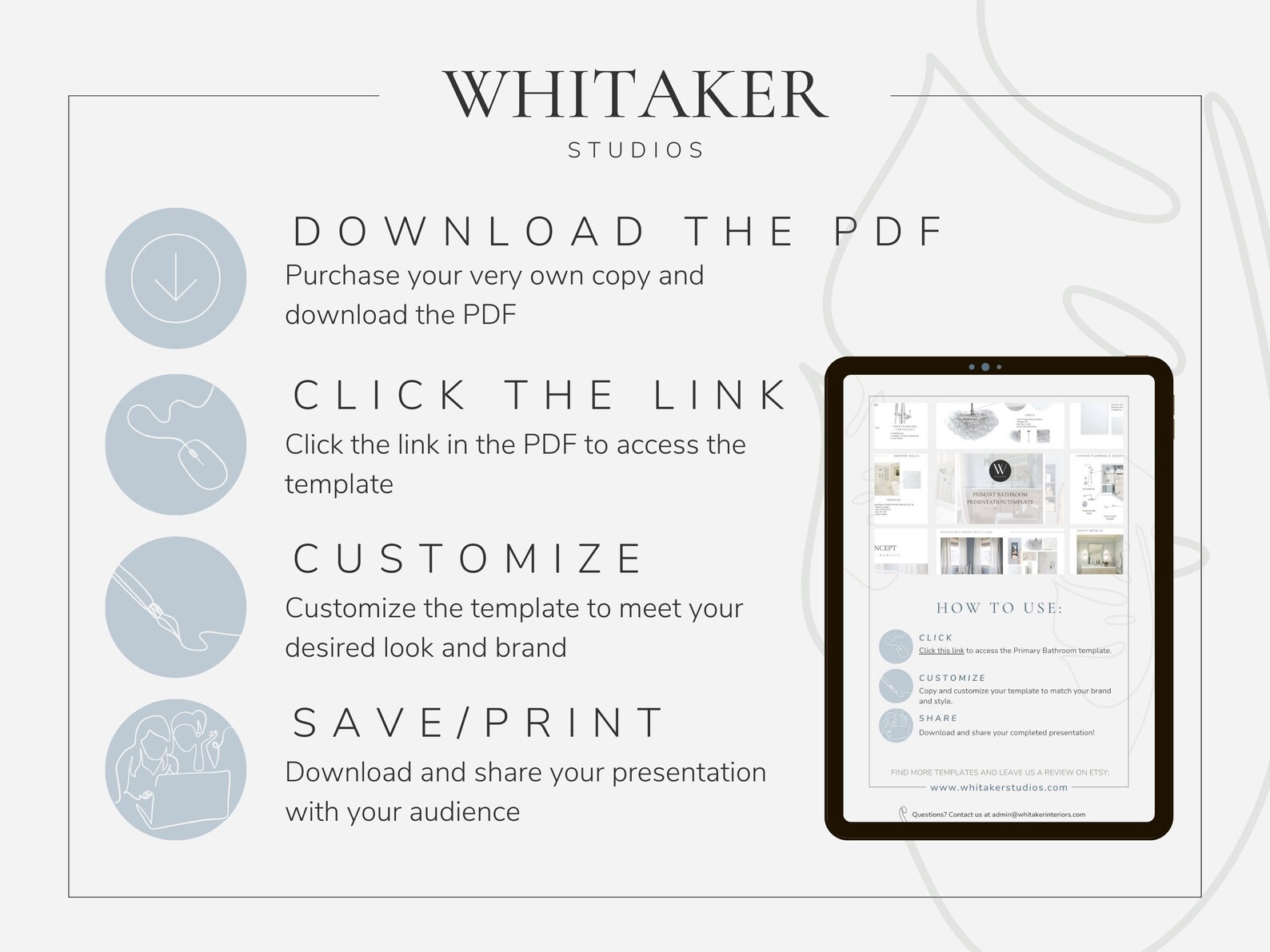 Interior Design Primary Bathroom Presentation Template - Etsy