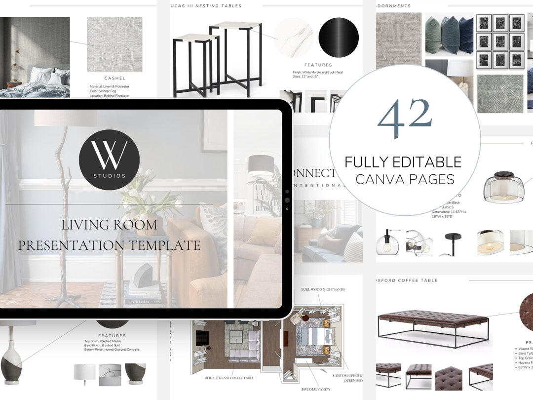 Interior Design Living Room Presentation Template - Etsy
