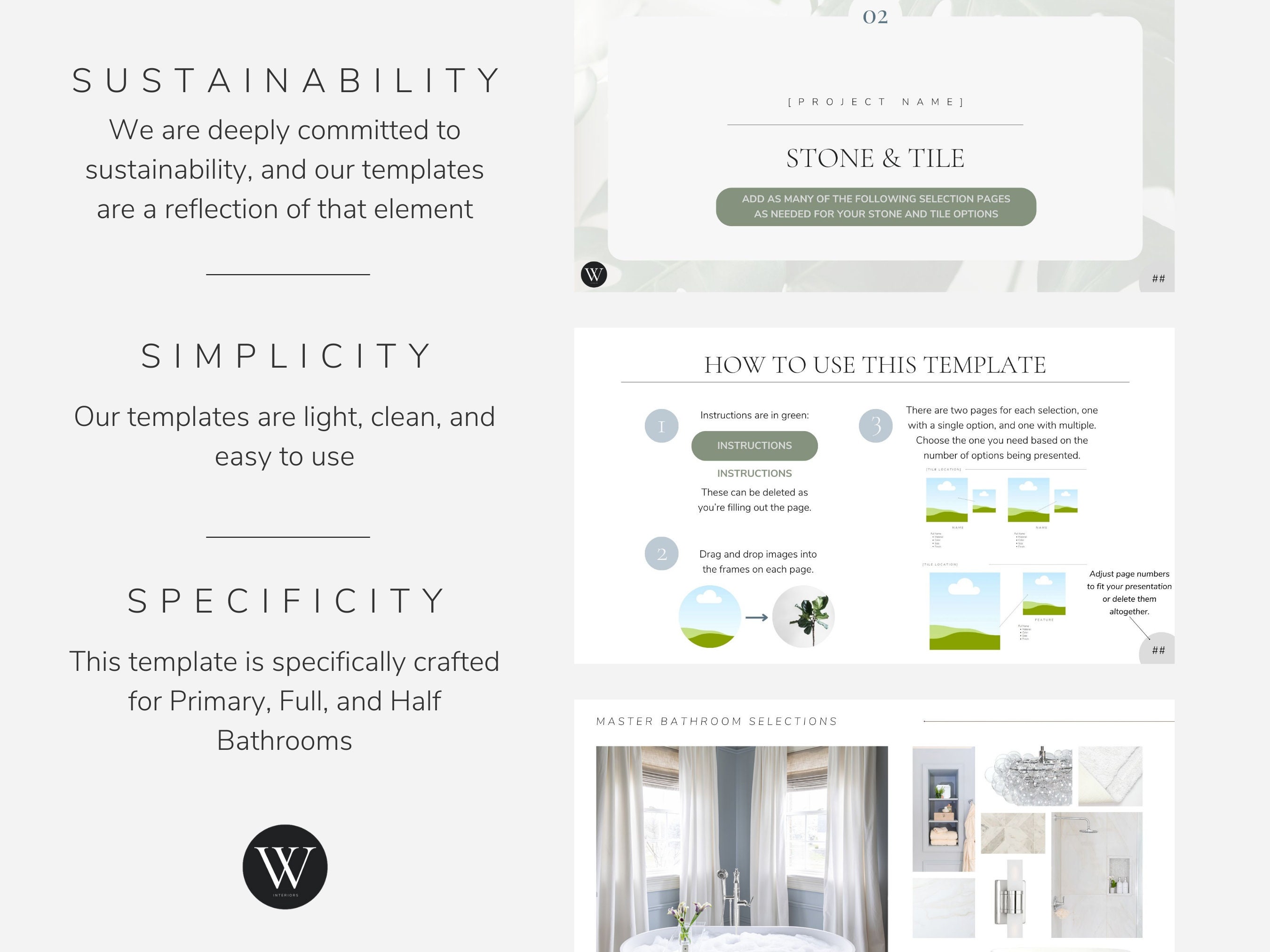 Interior Design Primary Bathroom Presentation Template - Etsy
