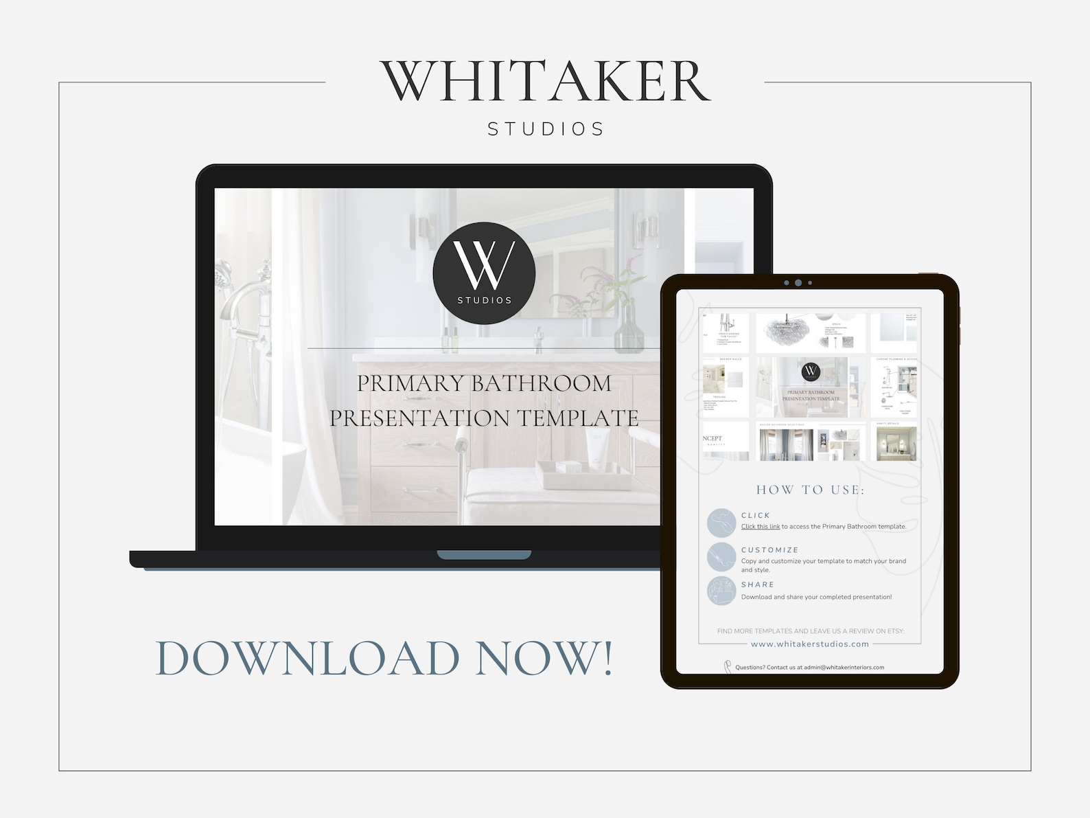 Interior Design Primary Bathroom Presentation Template - Etsy