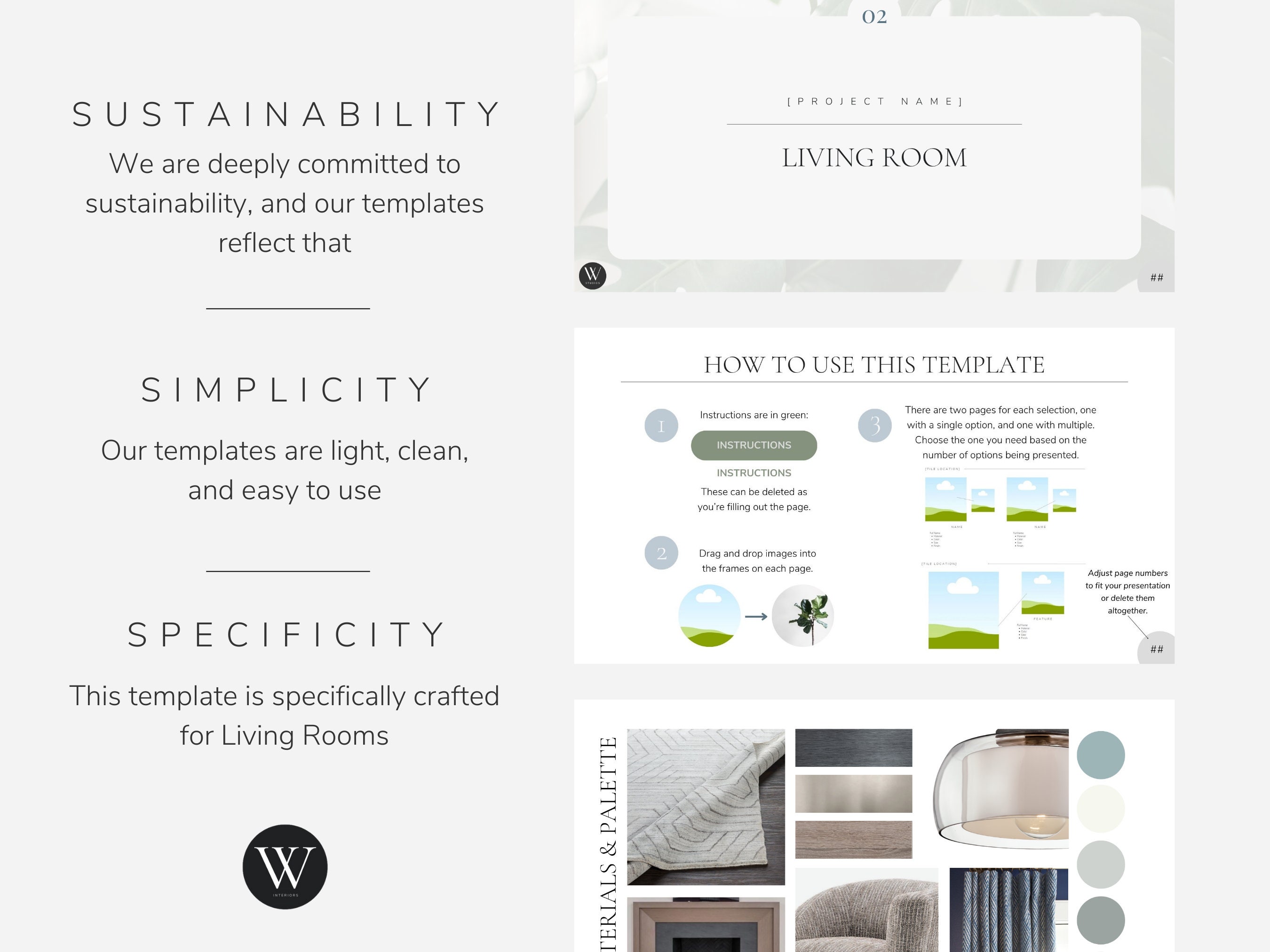 Interior Design Living Room Presentation Template - Etsy