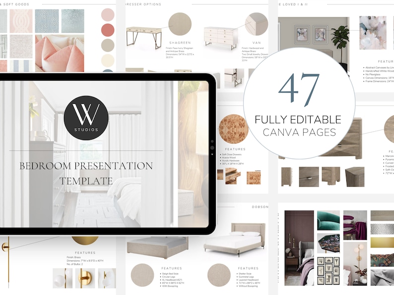 Interior Design Primary Bedroom Presentation Template - Etsy