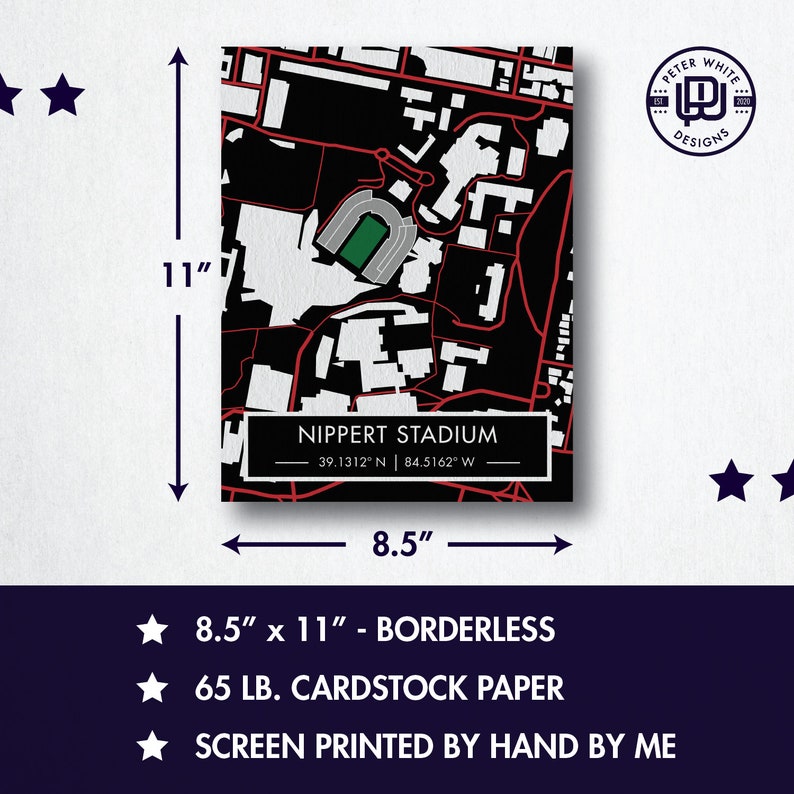 Nippert Stadium Coordinates Map Screen Printed Poster Home of the ...