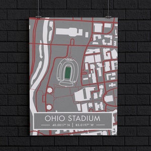Ohio Stadium Coordinates Map - Gray - Screen Printed Poster - Etsy