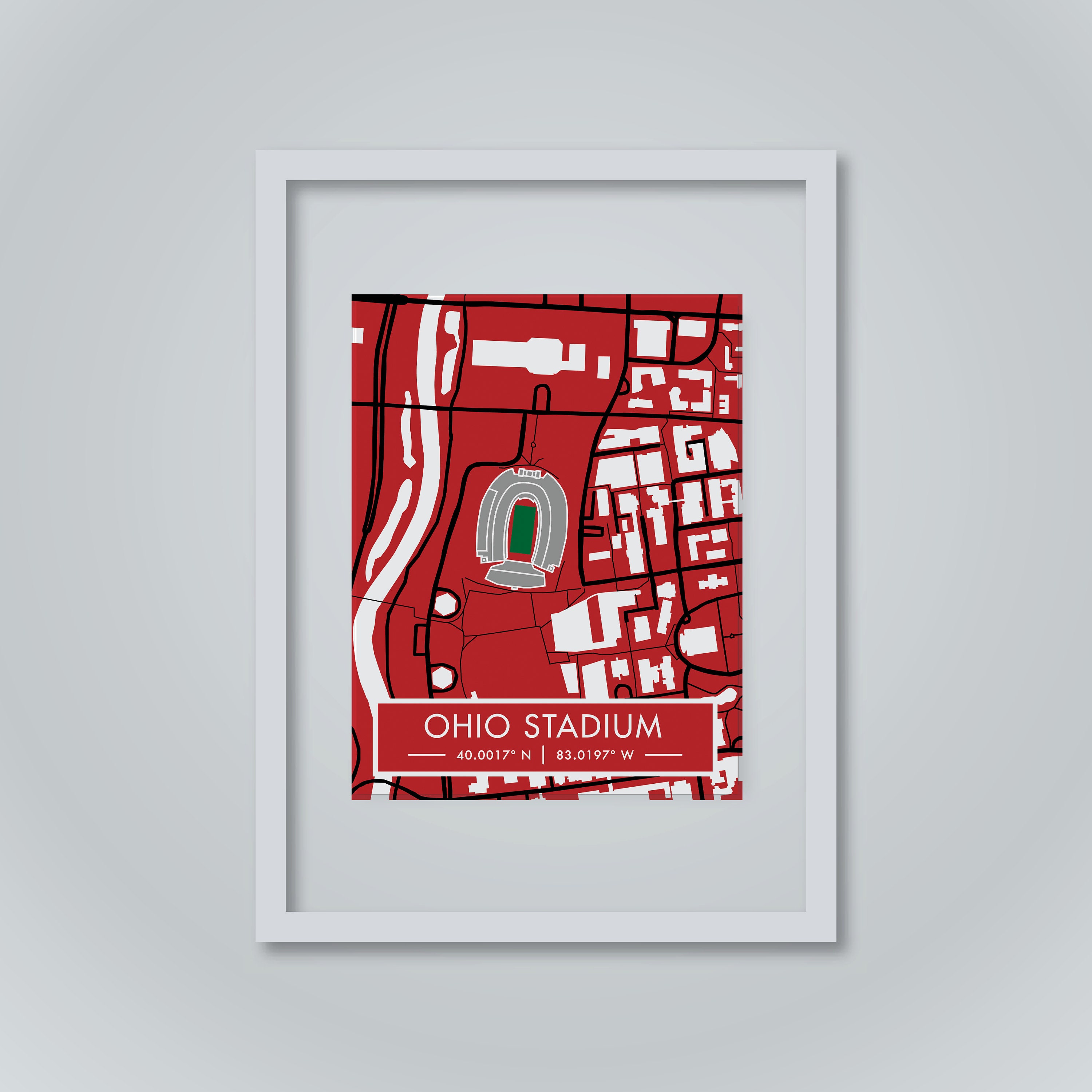 Ohio Stadium Coordinates Map scarlet Screen Printed Poster - Etsy