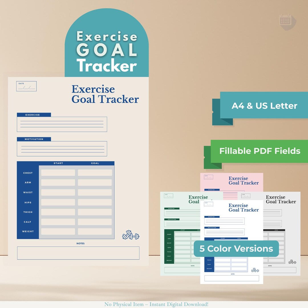 Exercise Goal Tracker, Strength Training Log, Bodybuilder Tracker, Fit ...