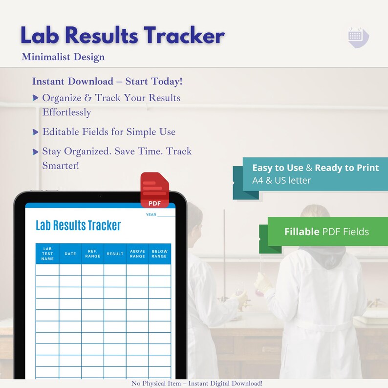 Lab Tracker | Test Results | Minimalist Medical Tracker | Test Record ...