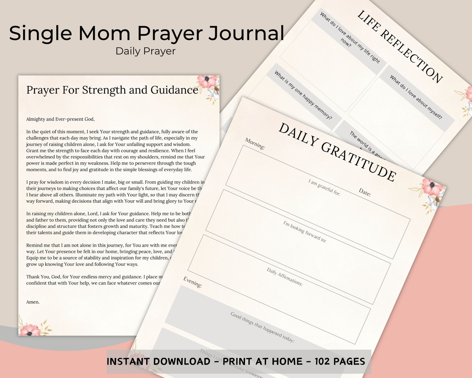 Single Mom Prayer Planner for Women Devotional Journal Printable Daily ...