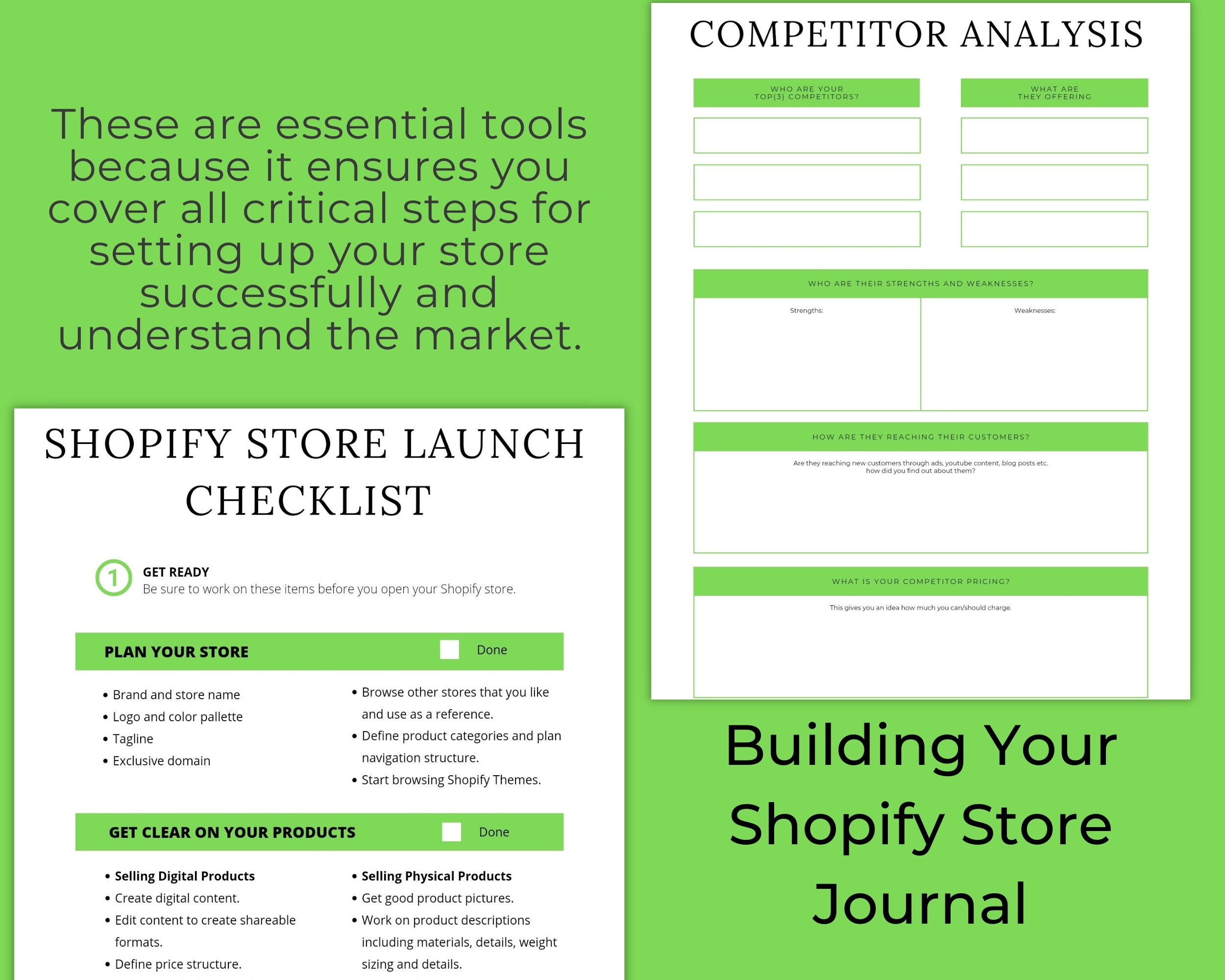 Shopify Store Builder Planner Printable Small Business Plan Template ...
