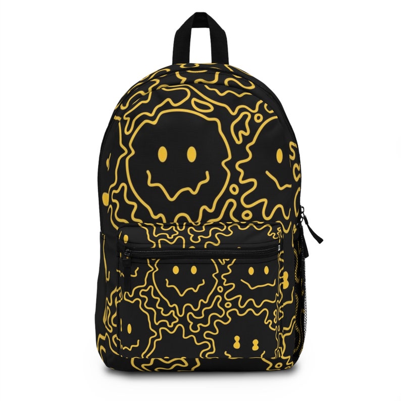 Smiley Face Backpack, Graphic Bags , Smile Designed Backpack , Black ...
