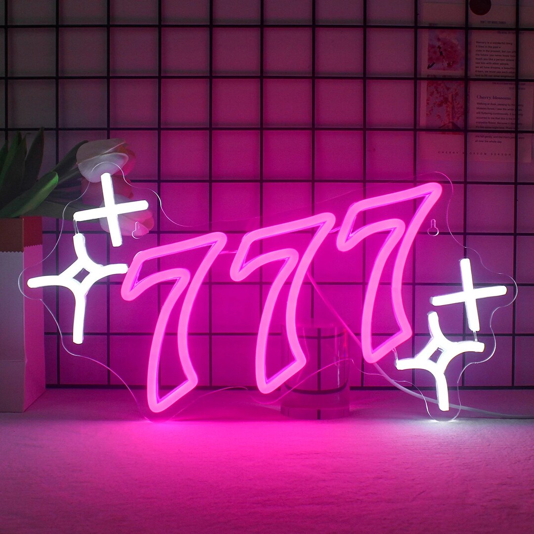Luck 777 Neon LED Sign Angel Number USB Powered Neon Sign Lucky Number ...