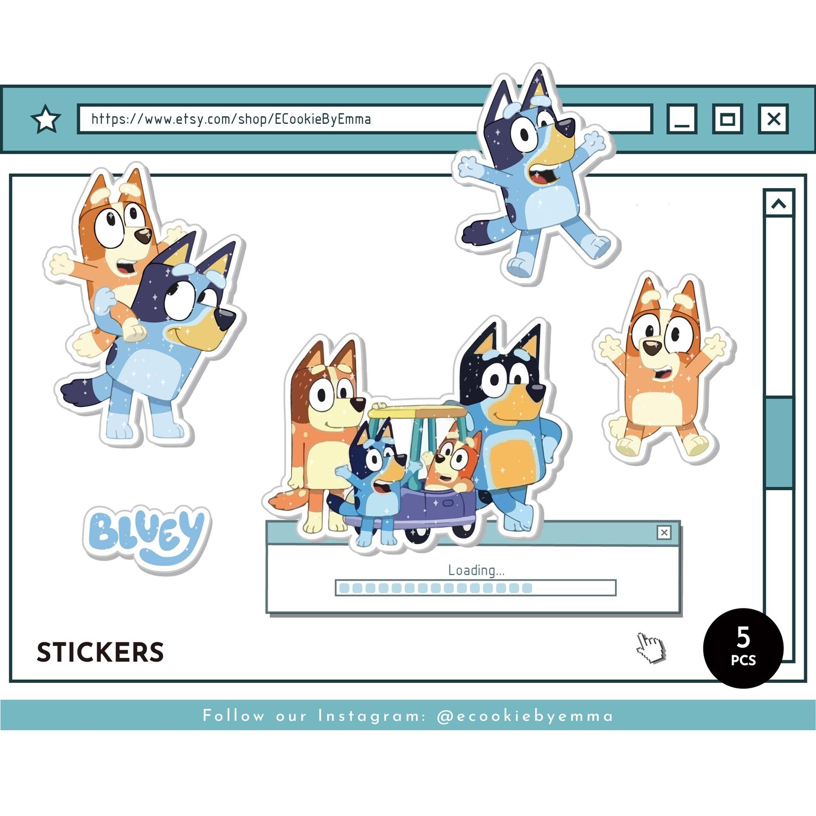 Bluey Stickers Animation Anime Series Vinyl Decal Sticker Craft Supply ...