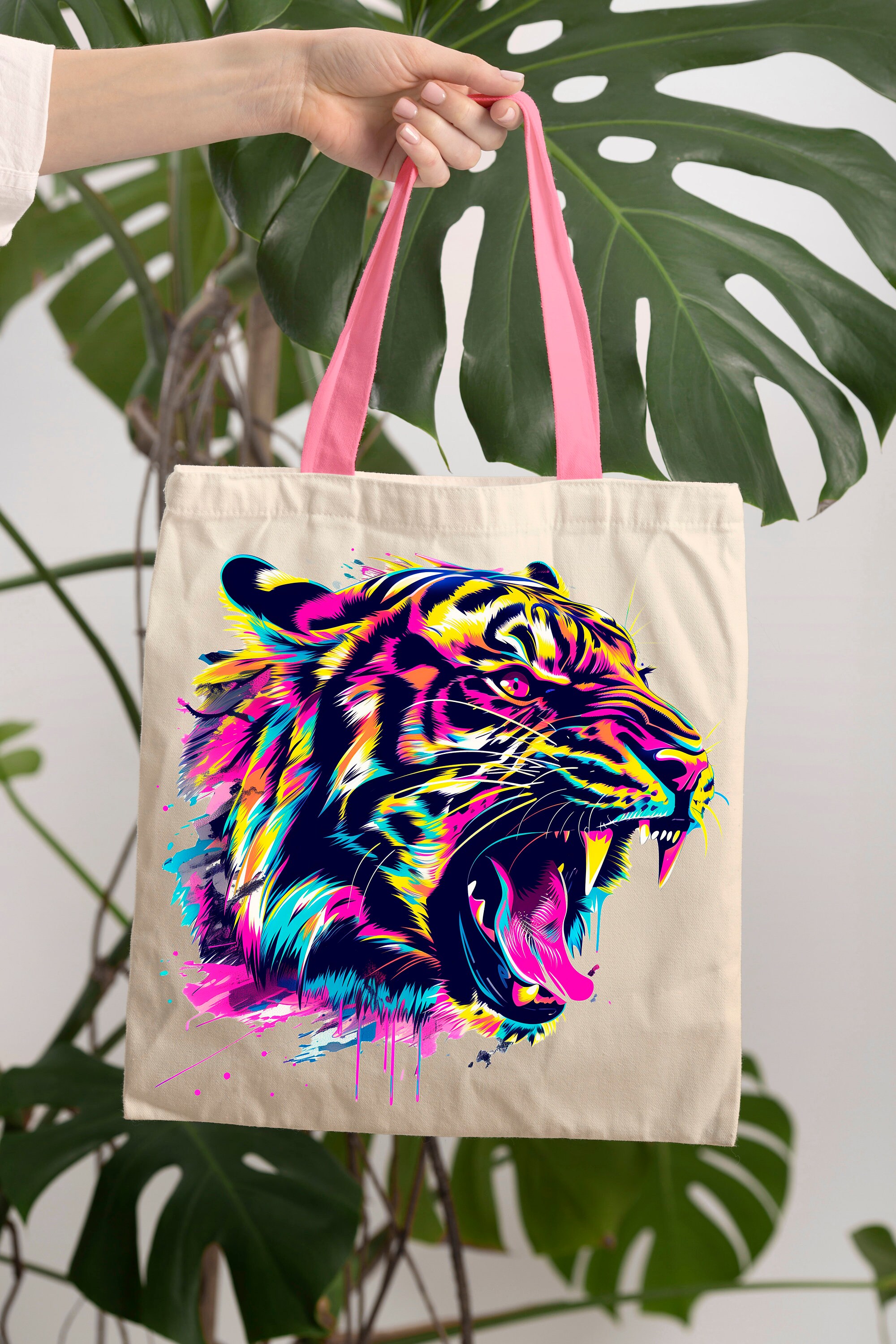Vibrant Tiger DTF Transfer, Luminous Neon Colors Iron on DIY T-shirt ...