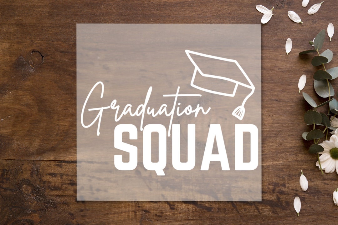 White Graduation Squad DTF Transfer Sheet, Monochrome White Cap Iron on ...