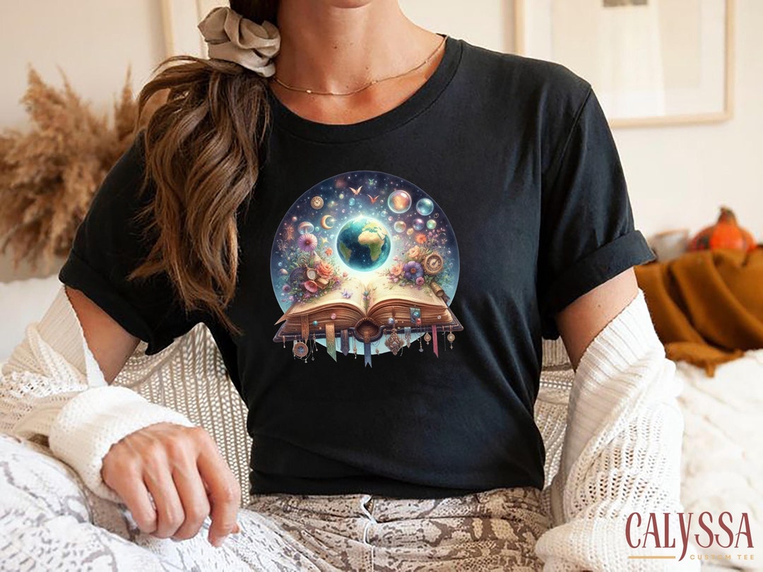 Earth Storybook T-shirt, Open Book-earth Shirt, Cosmic World of Stories ...