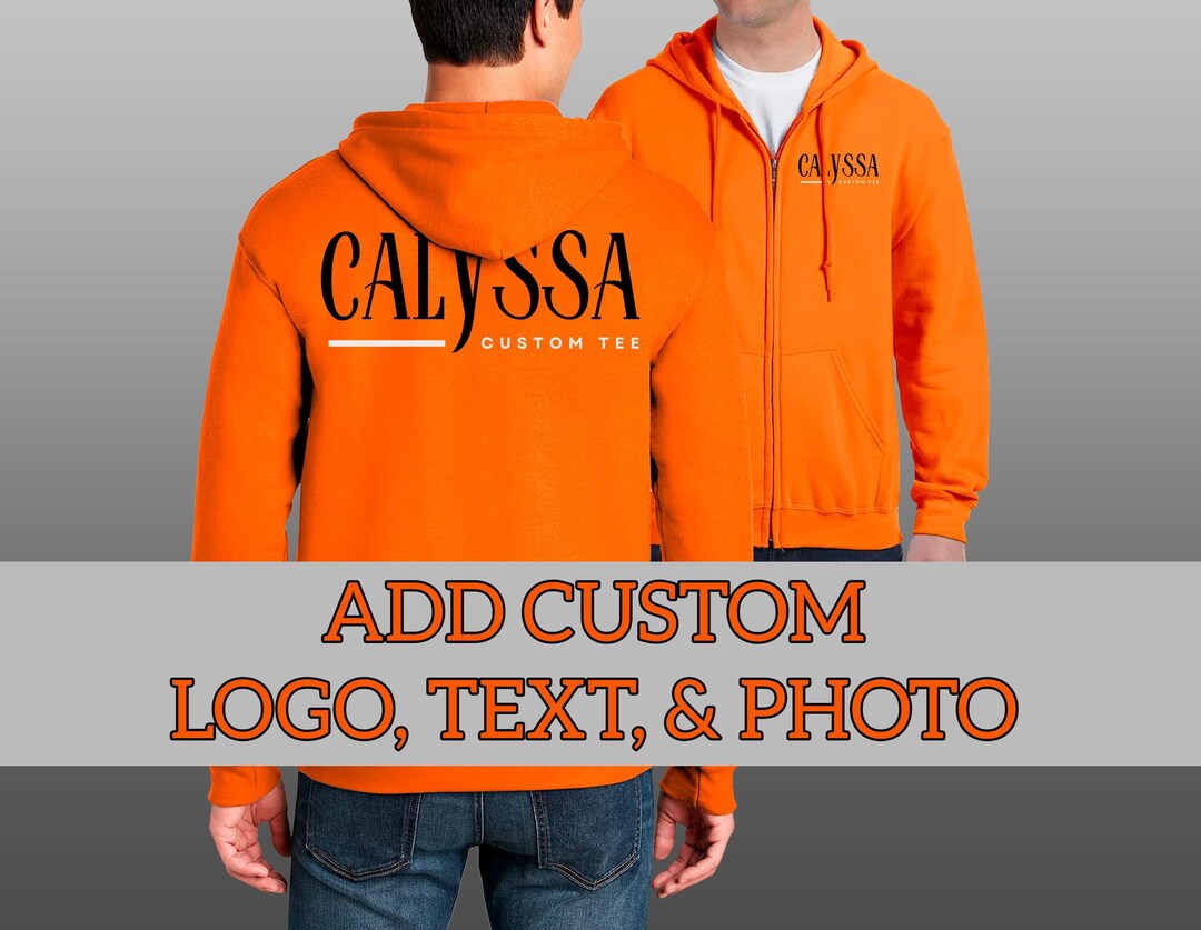 Custom Zip Hoodie, Custom Front and Back Hoodie Sweatshirt, Long Sleeve ...