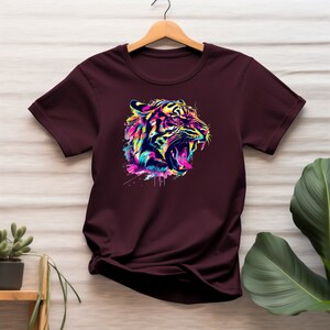 Vibrant Tiger DTF Transfer, Luminous Neon Colors Iron on DIY T-shirt ...