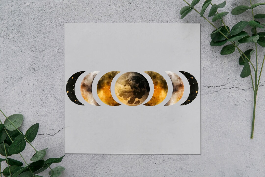 Zodiac Lunar Phases DTF Transfer, Celestial Moon Phase Iron-on ...