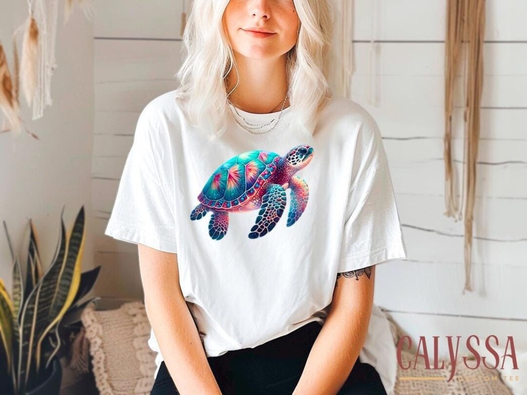 Sea Turtle Shirt, Ocean-inspired Graphic Tee, Ideal Beachwear, Colorful ...