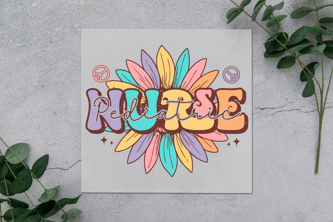 Pediatric Nurse DTF Transfer, Pastel Color Sunflower-peace Design Iron ...