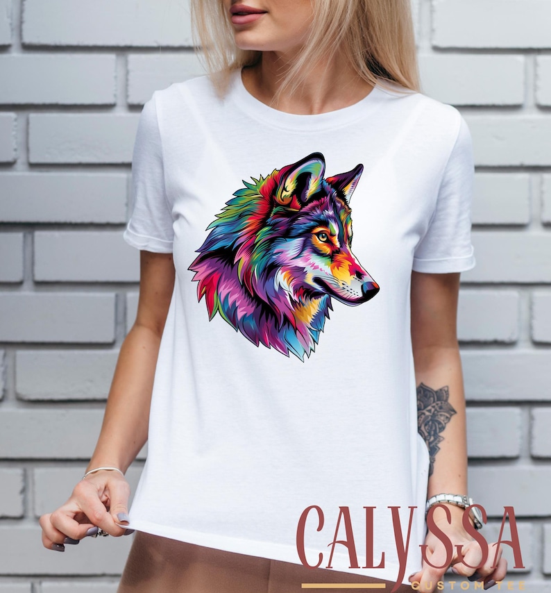 Wolf T-shirt, Wolf Lover Shirt, Colorful Wolf Shirt, Wolf Camper Shirt ...