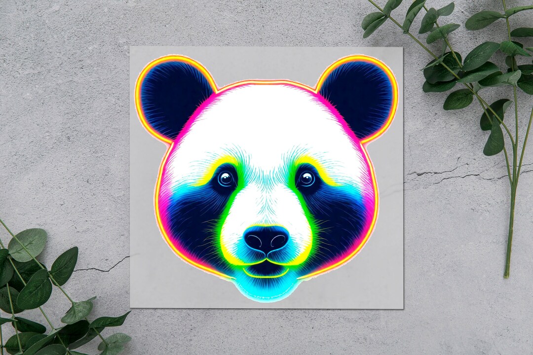 Neon Panda DTF Transfer Sheet, Electric Glow Panda Transfer Print DYI ...