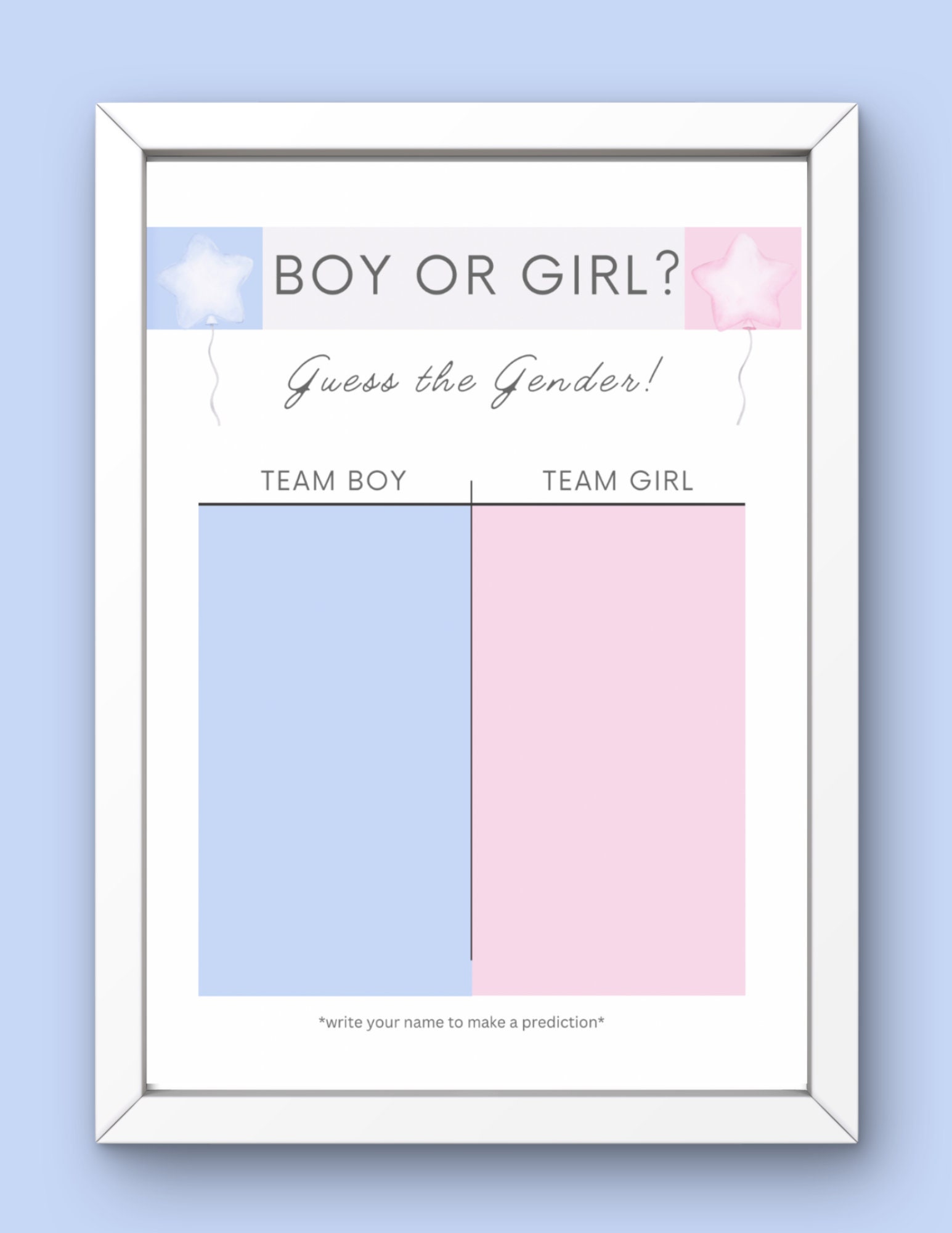 Gender Reveal Guess the Gender Party Game | Baby Shower Boy or Girl ...
