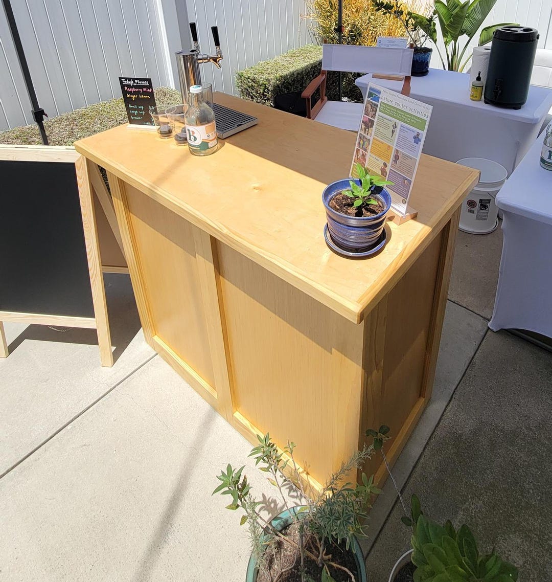 Solid Wood Portable Bar: Unfinished Home Bar, Market Stand, Festival ...