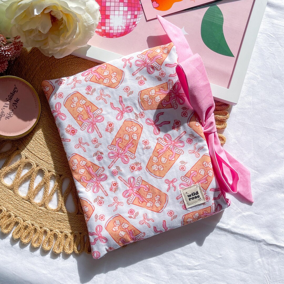 Cute Iced Coffee Bow Book Sleeve L Bow Book Sleeve L Handmade 100% ...