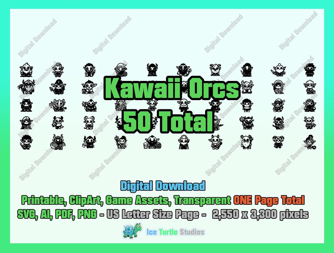Kawaii Orcs - Printable Clip Art, Concept Art, Game Asset - Etsy