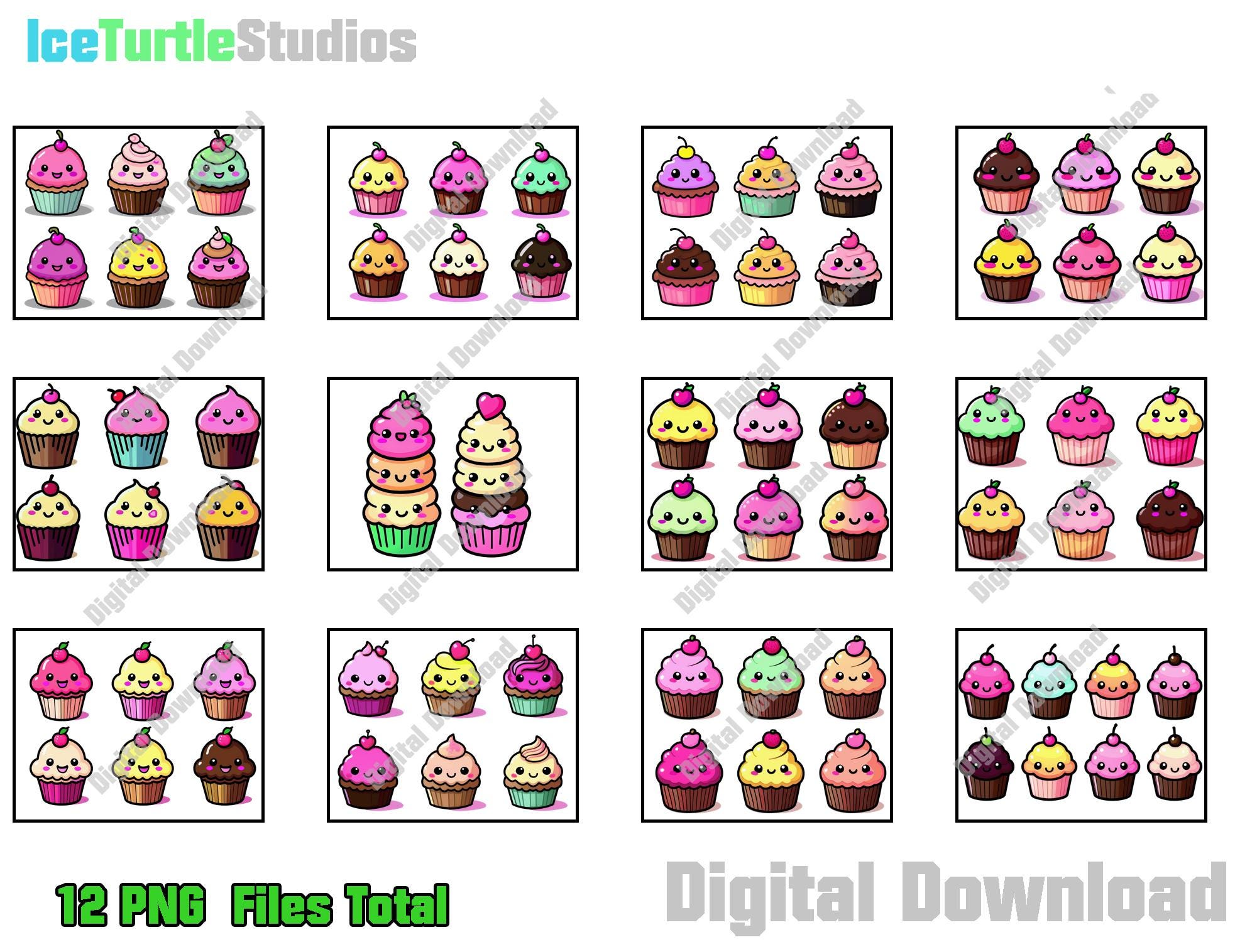 Cute Cupcakes Pack #18 - Printable Clip Art, Concept Art, Game Asset - Etsy