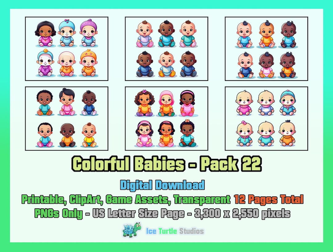 Colorful Babies Pack #22 - Printable Clip Art, Concept Art, Game Asset ...