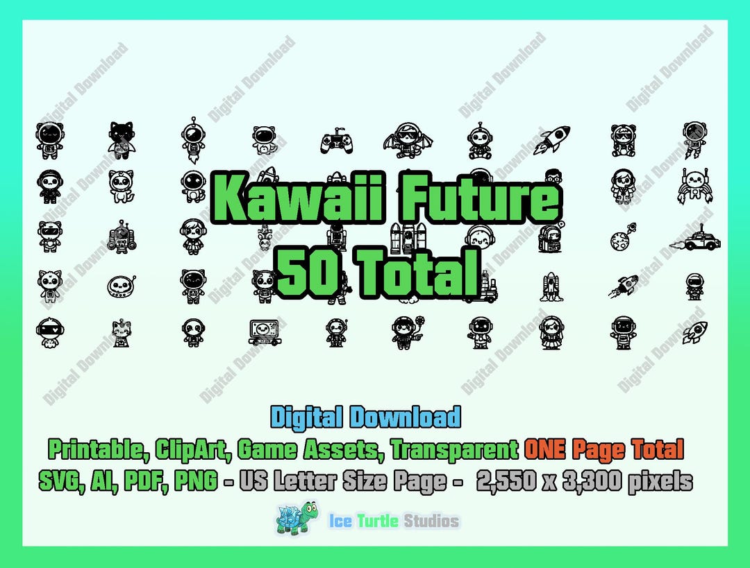 Kawaii Future - Printable Clip Art, Concept Art, Game Asset - Etsy