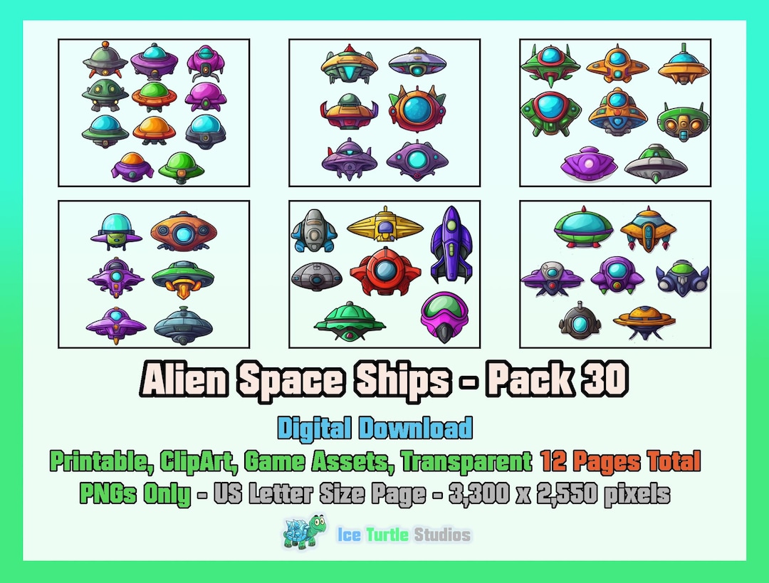 Alien Space Ships - Pack #30 - Printable Clip Art, Concept Art, Game ...