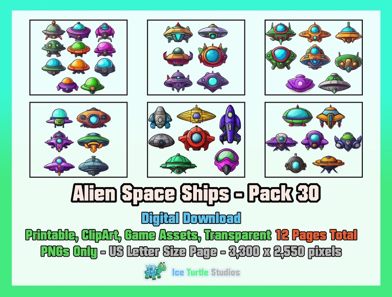 Alien Space Ships - Pack #30 - Printable Clip Art, Concept Art, Game ...