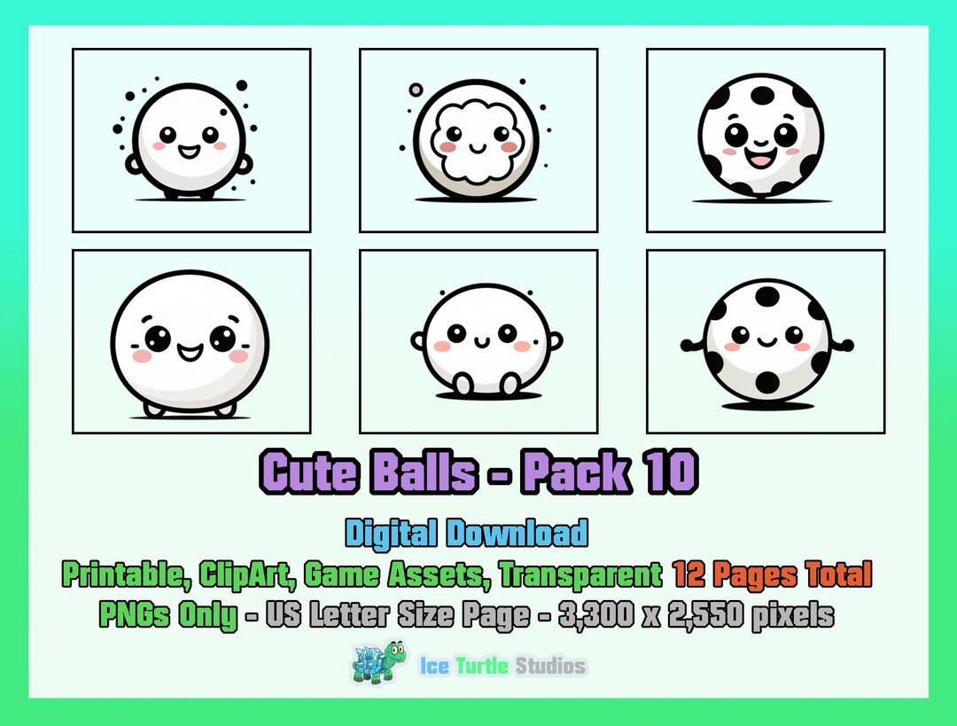 Cute Balls Pack #10 - Printable Clip Art, Concept Art, Game Asset - Etsy