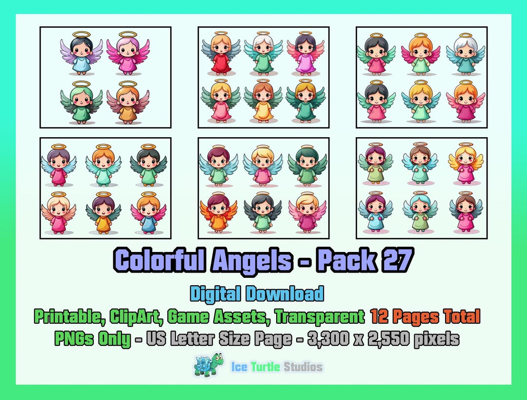 Colorful Angels #27 - Printable Clip Art, Concept Art, Game Asset - Etsy